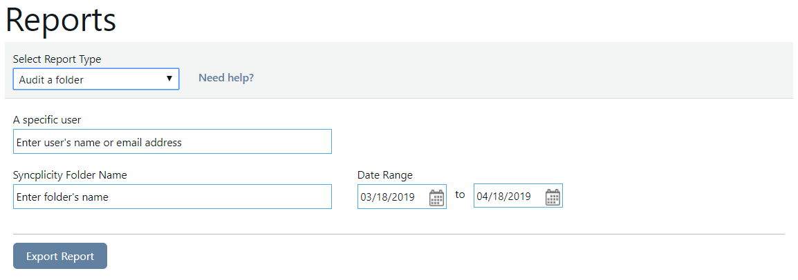 Audit a folder report – Support Home