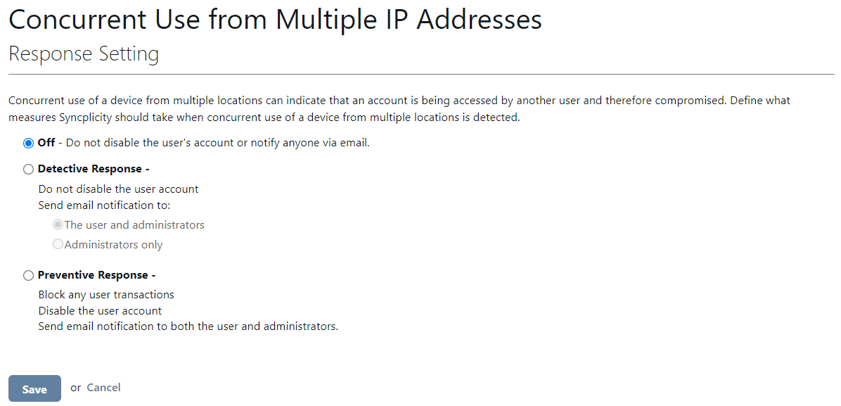Concurrent access settings – Support Home