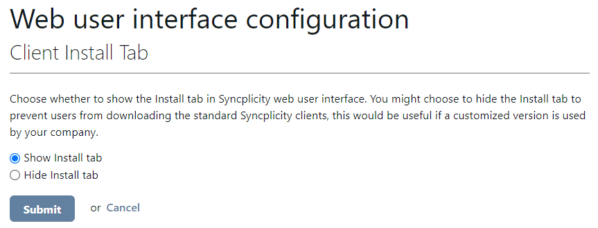 Hiding Install Tab In Web User Interface Support Home