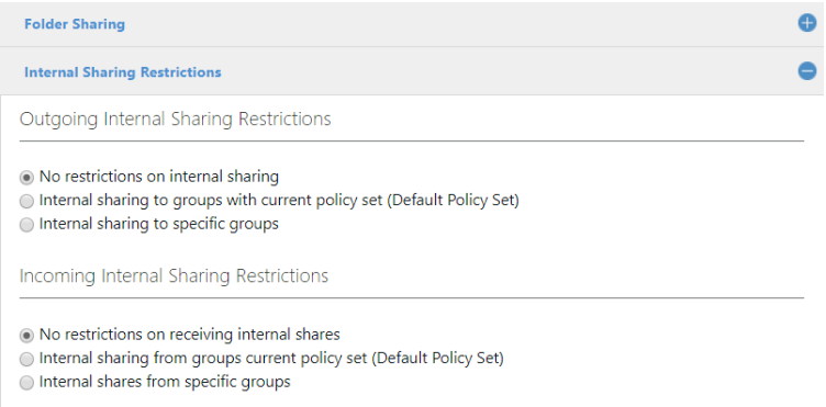 Internal Sharing Restrictions Policies – Support Home