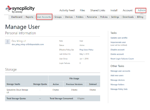 User change management – Support Home