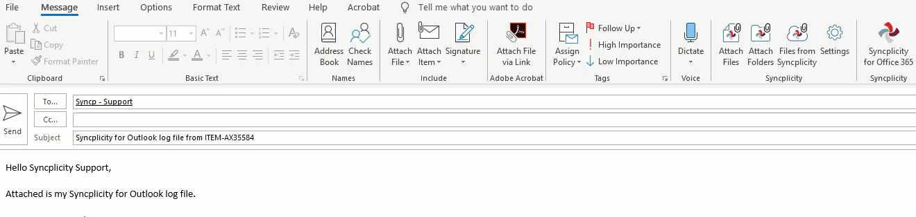 Attaching files – Support Home